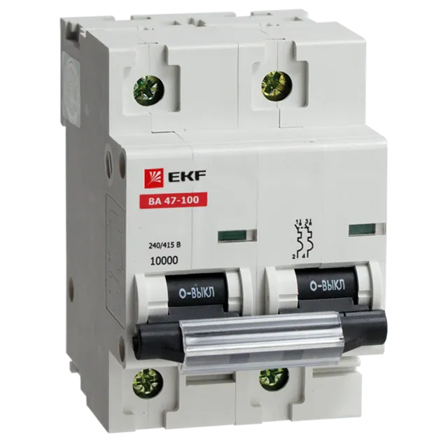 Автоматический выключатель ВА 47-100, 2P 16А (D) 10kA EKF. Цены, характеристики, фото на ...