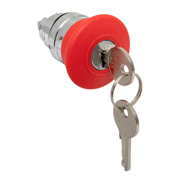 Исполнительный механизм кнопки XB4 "Грибок" красный поворотный с фиксацией с замком IP65 EKF ...