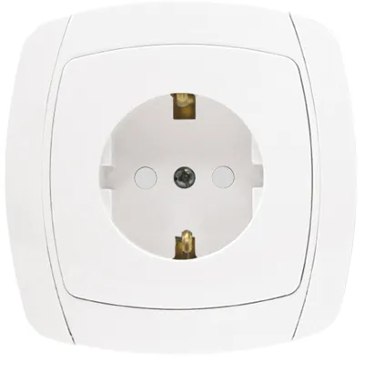 Париж Розетка 1-местная с заземлением 16А белая с защ. штор. EKF Simple. Цены, характеристики ...
